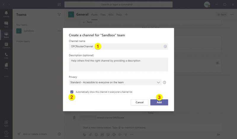 Connect Microsoft Teams via REST Plug-in